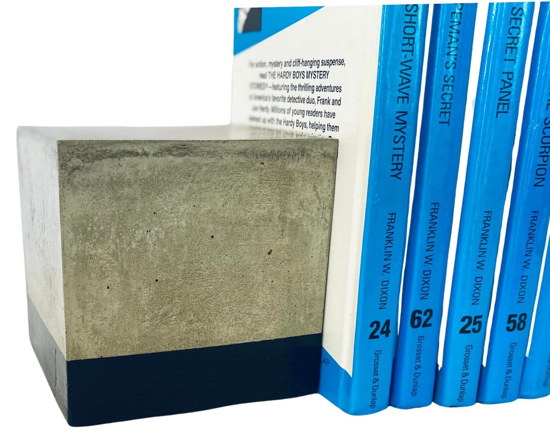 Concrete Cube Bookend With Metallic Accent | Modern Heavy Book End ...