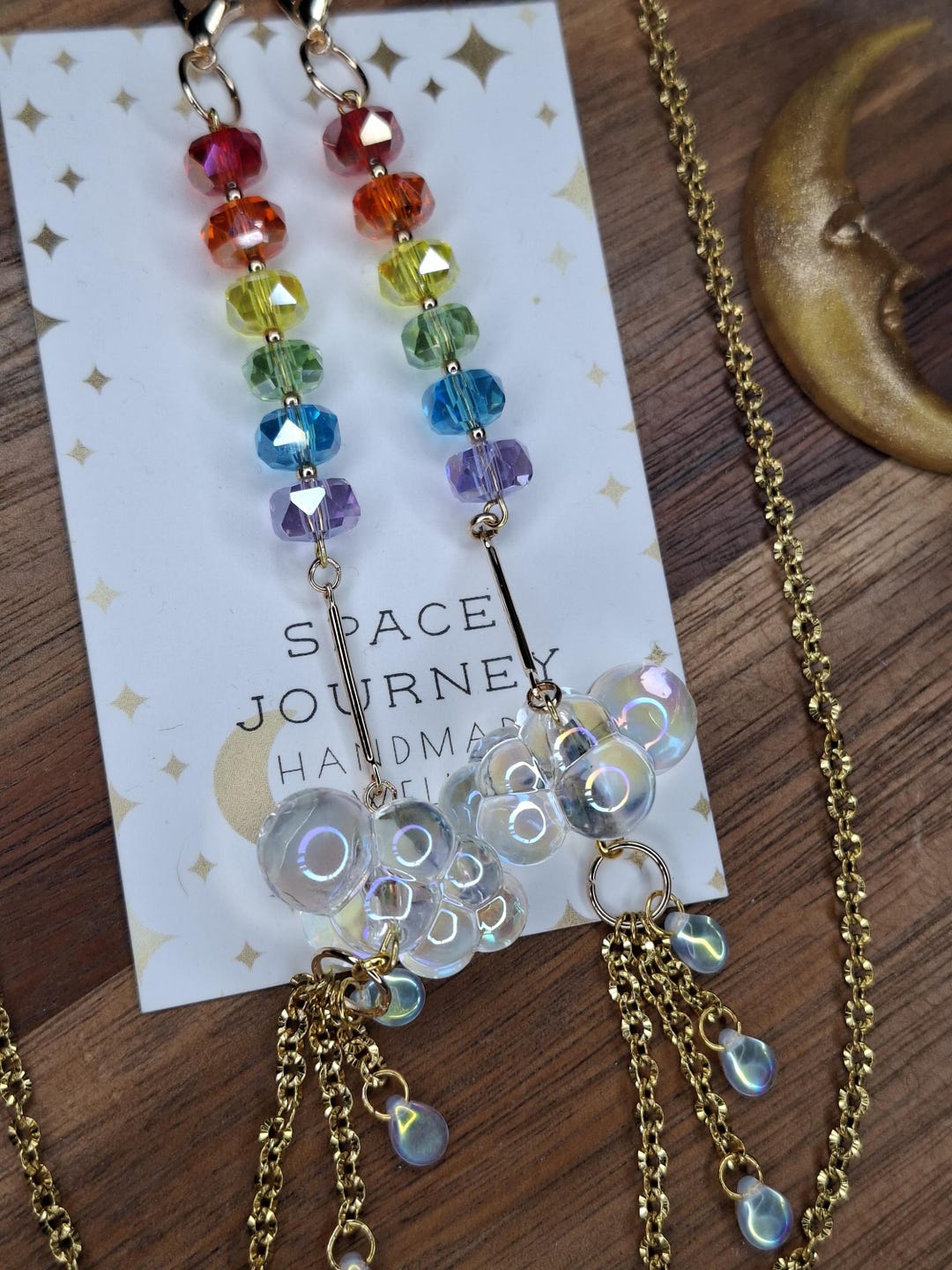 Rainbow Cloud Glasses Chain | Gold Eyeglass Chain With Raindrop Charms ...