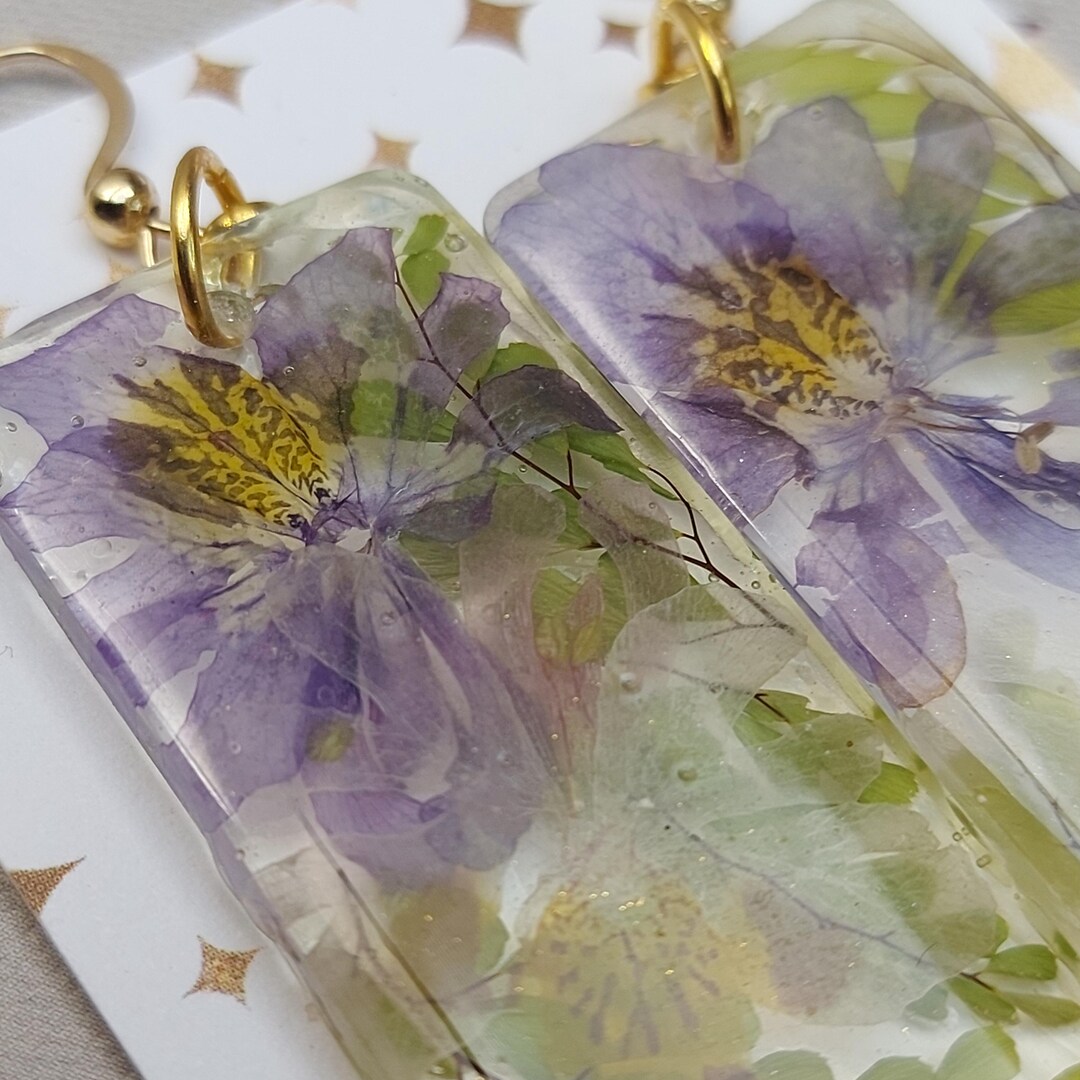 Angel Wings Real Pressed Flower and Fern Leaf Statement Earrings | Drop ...