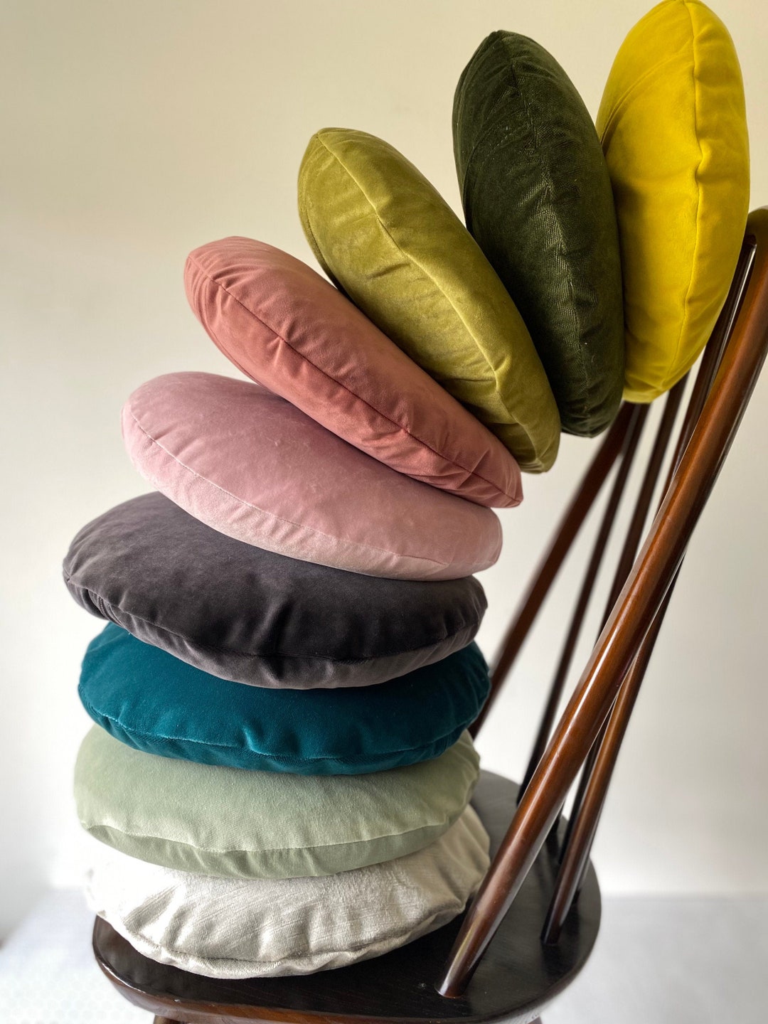 Velvet Round Cushion 14" Multi Colours Available - - Etsy