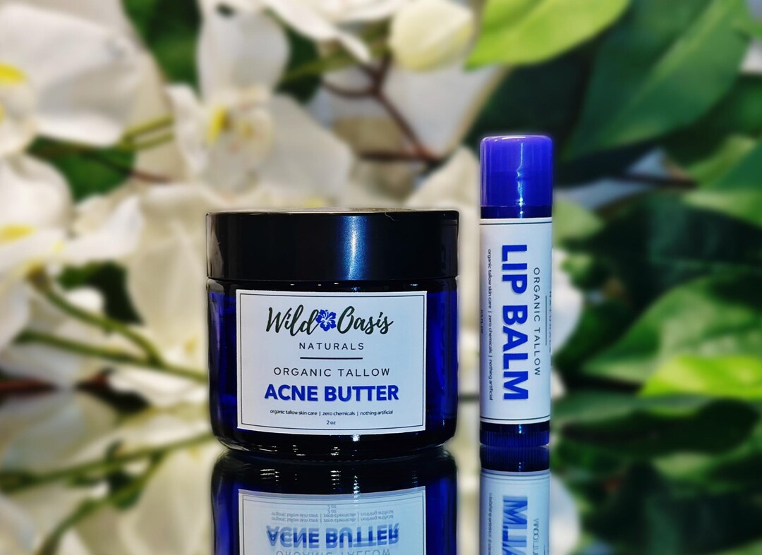 Acne Butter & Lip Balm Set Organic Tallow Cream - Etsy
