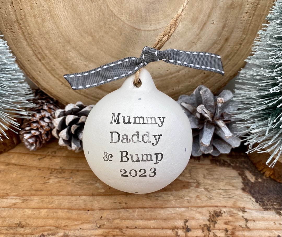 Hand Stamped Ceramic Bauble, Bump's First Christmas Tree Decoration ...