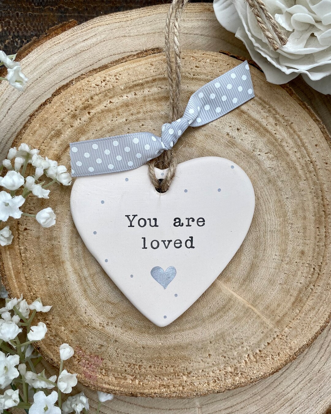 Hand Stamped Ceramic Heart: Encouragement Gift, Positive Quote - Etsy UK
