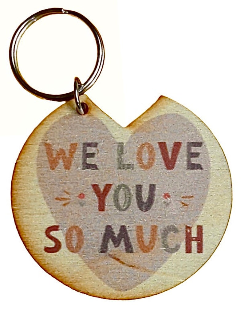 Quirky Cute Colorful Printed Birchwood Keychain Keys Gift Kitchen ...