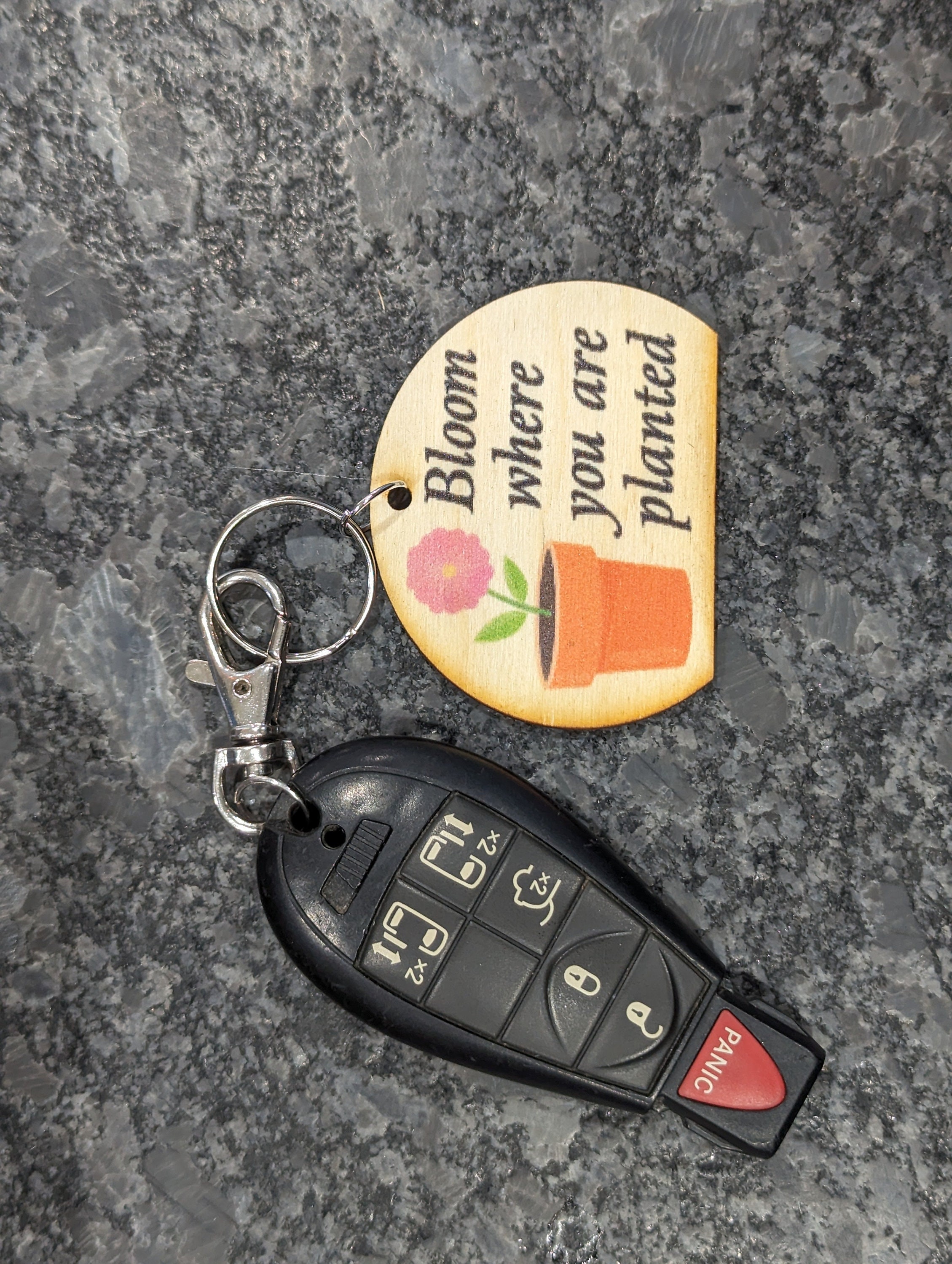 Pretty Unique Flower Pot Gift Keychain Colorful Printed Birchwood ...