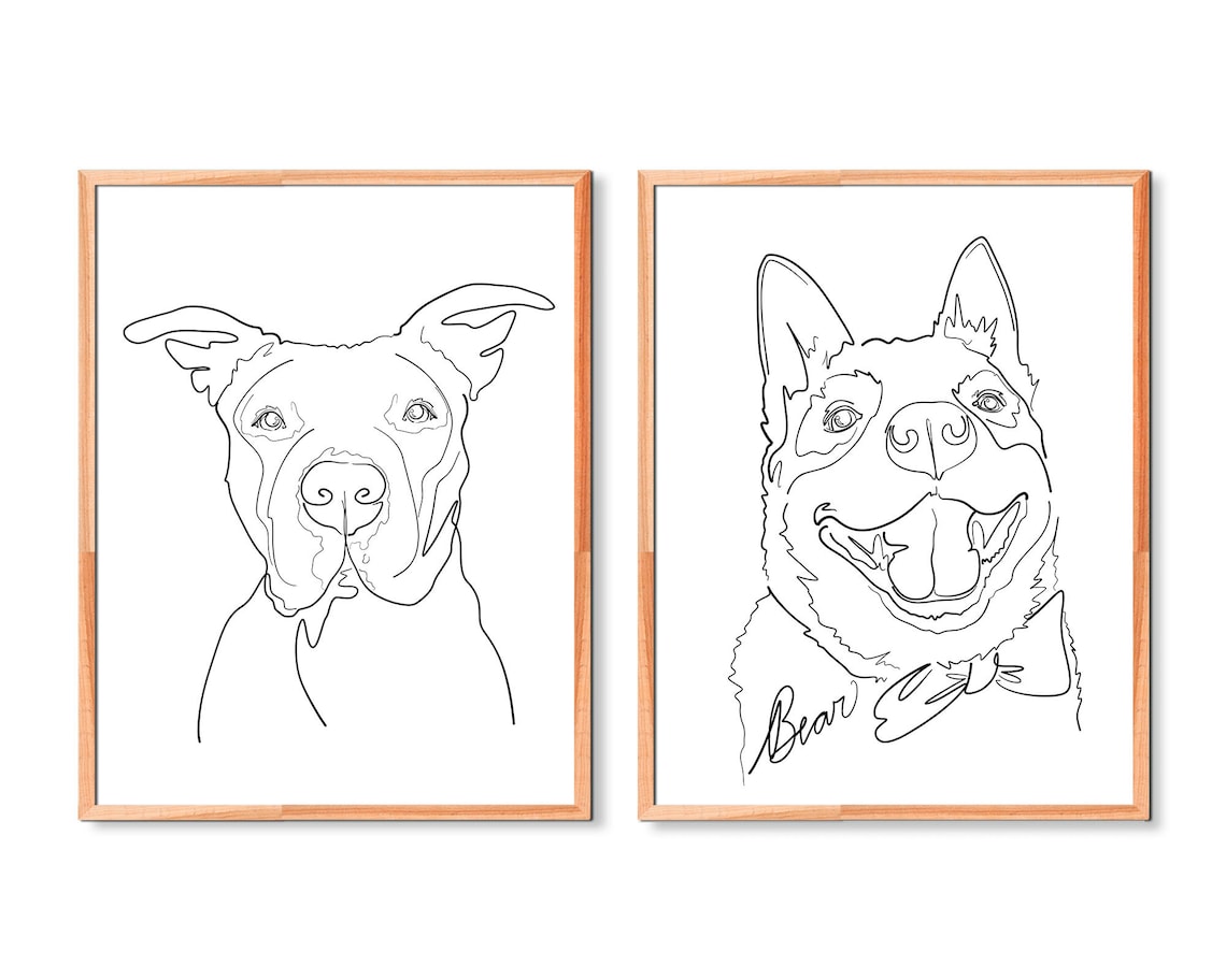 Custom Line Drawing Pet Dog Portrait INK Tattoo Commission | Etsy