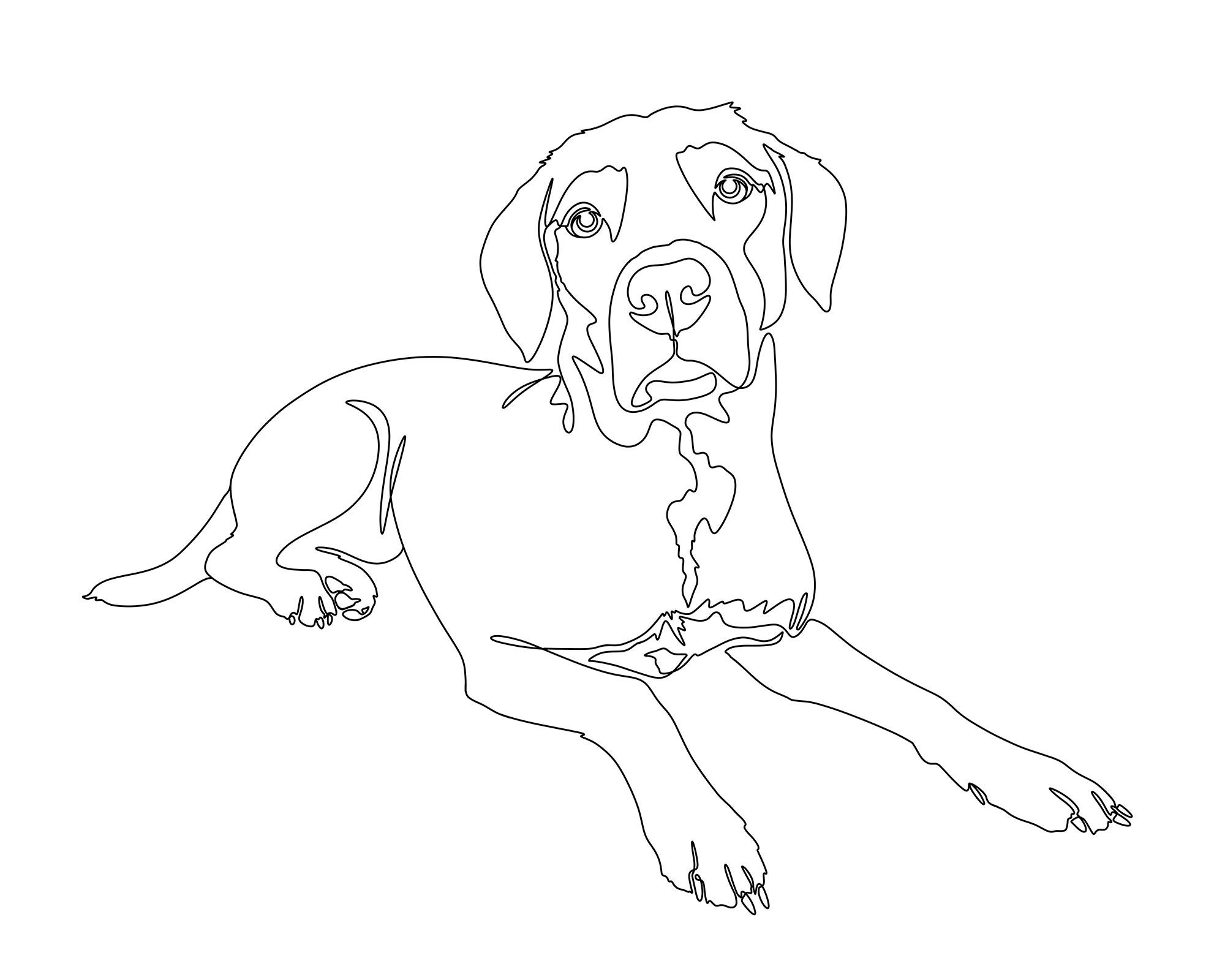 ONE LINE pet portrait custom line drawing dog sketch from | Etsy