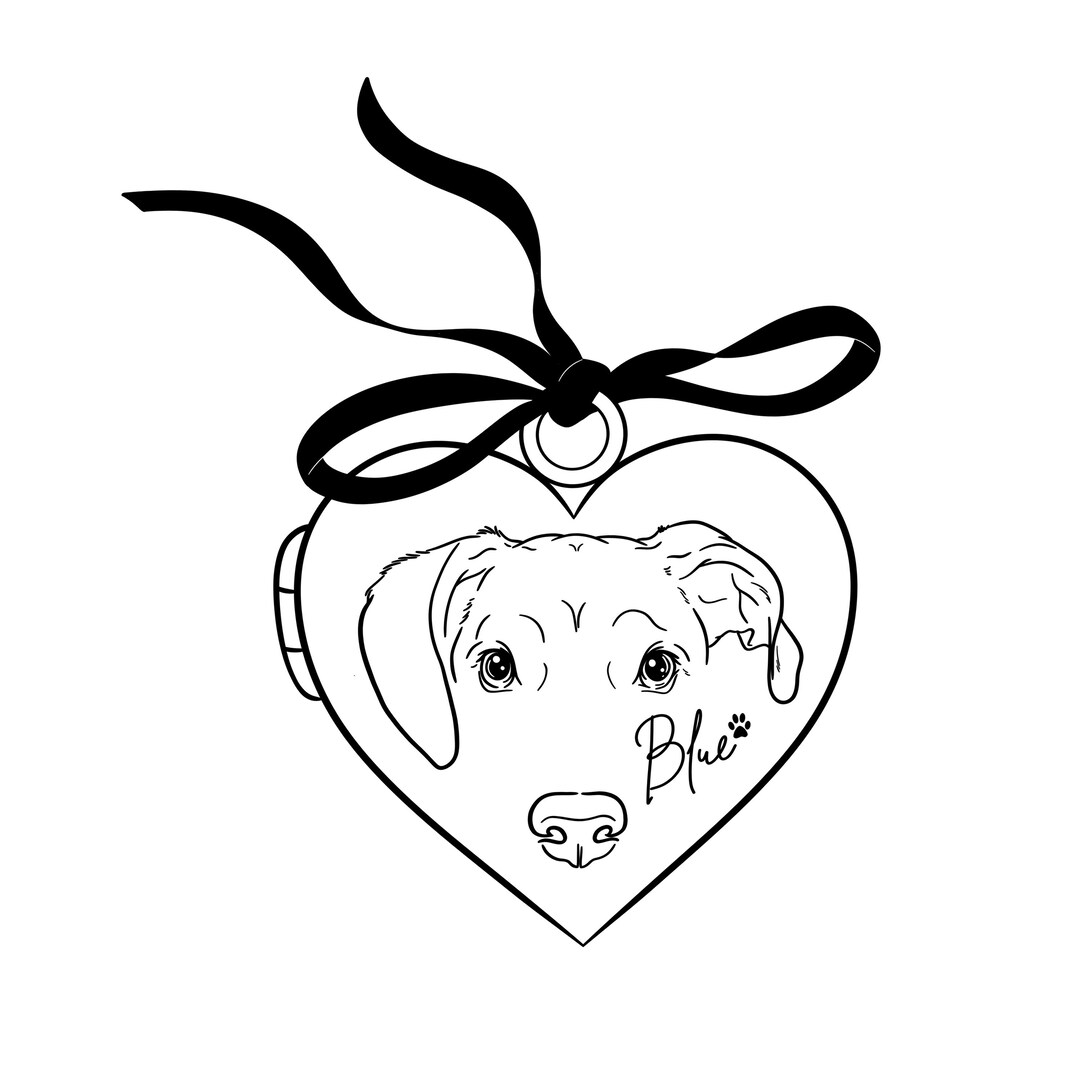 Pet Line Drawing – Oval or Heart Locket Memorial Tattoo, Digital File ...