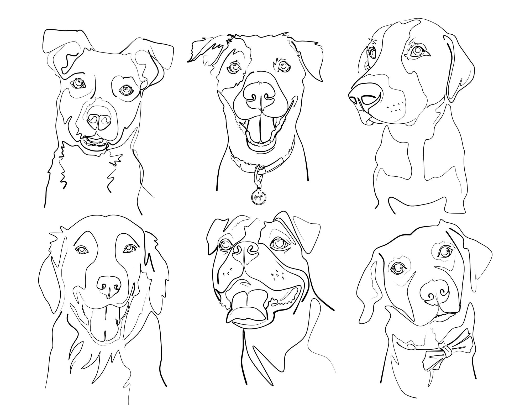 Custom Line Drawing Pet Dog Portrait INK Tattoo Commission | Etsy