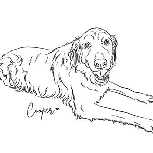 Dog Outline Custom Line Drawing Pet Portrait Full Body - Etsy