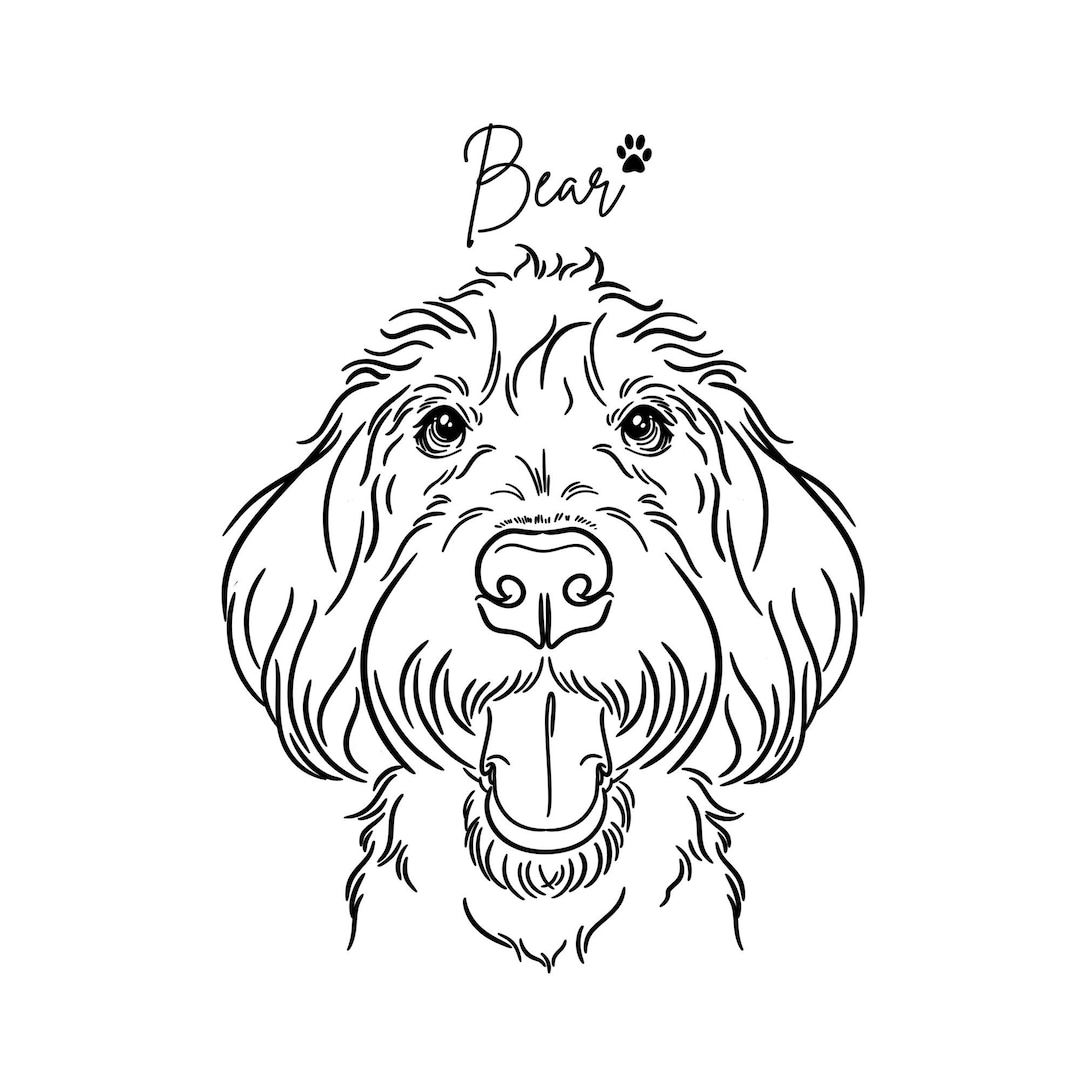Custom Pet Line Drawing Portrait, Digital Dog or Cat Sketch From Photo ...