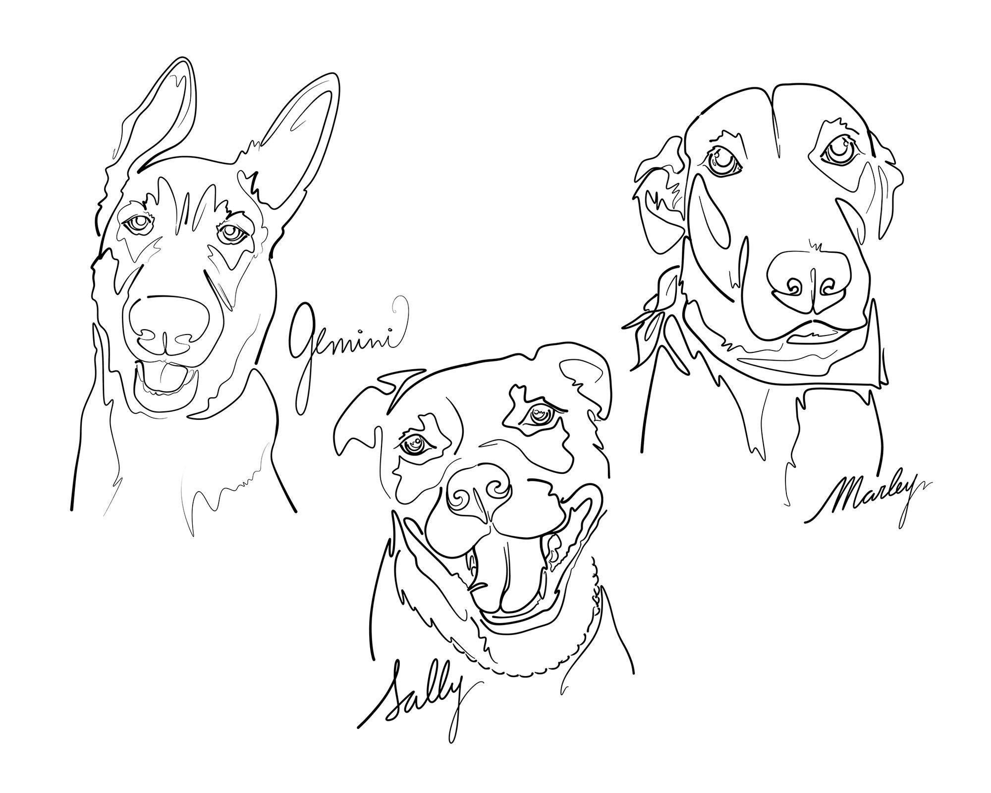 Custom Line Drawing Pet Dog Portrait INK Tattoo Commission | Etsy