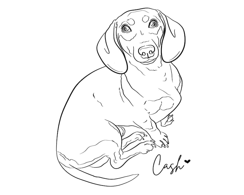 Dog Outline Custom Line Drawing Pet Portrait Full Body - Etsy