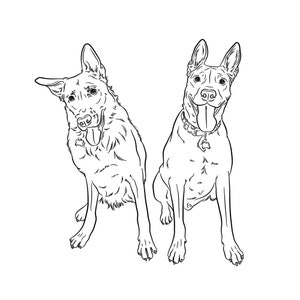 Dog Outline, Custom Line Drawing, Pet Portrait Full Body, Inked Line ...