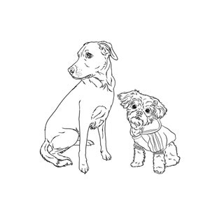 Dog Outline, Custom Line Drawing, Pet Portrait Full Body, Inked Line ...