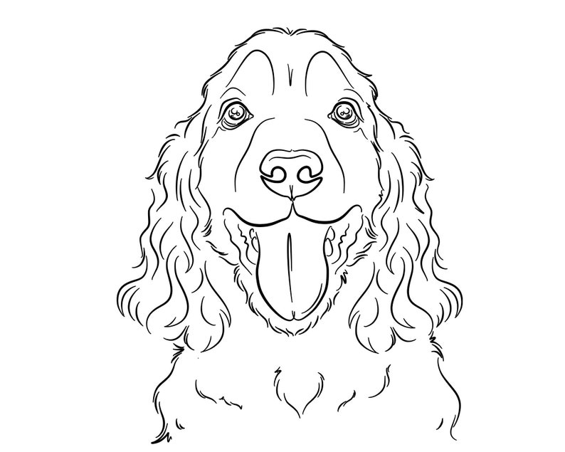 COCKER SPANIEL Outline Dog Line Drawing TATTOO Design Pet - Etsy