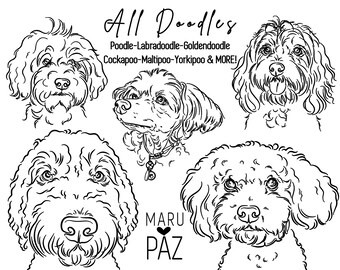 Cavapoo Outline Art - Etsy UK