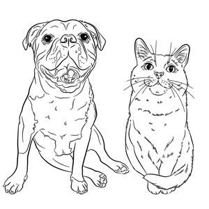Dog Outline Custom Line Drawing Pet Portrait Full Body - Etsy