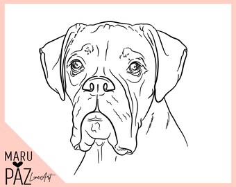 Boxer Outline Drawing - Etsy