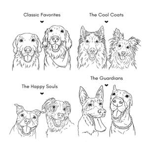 Custom Pet Line Drawing Portrait, Digital Dog or Cat Sketch From Photo ...