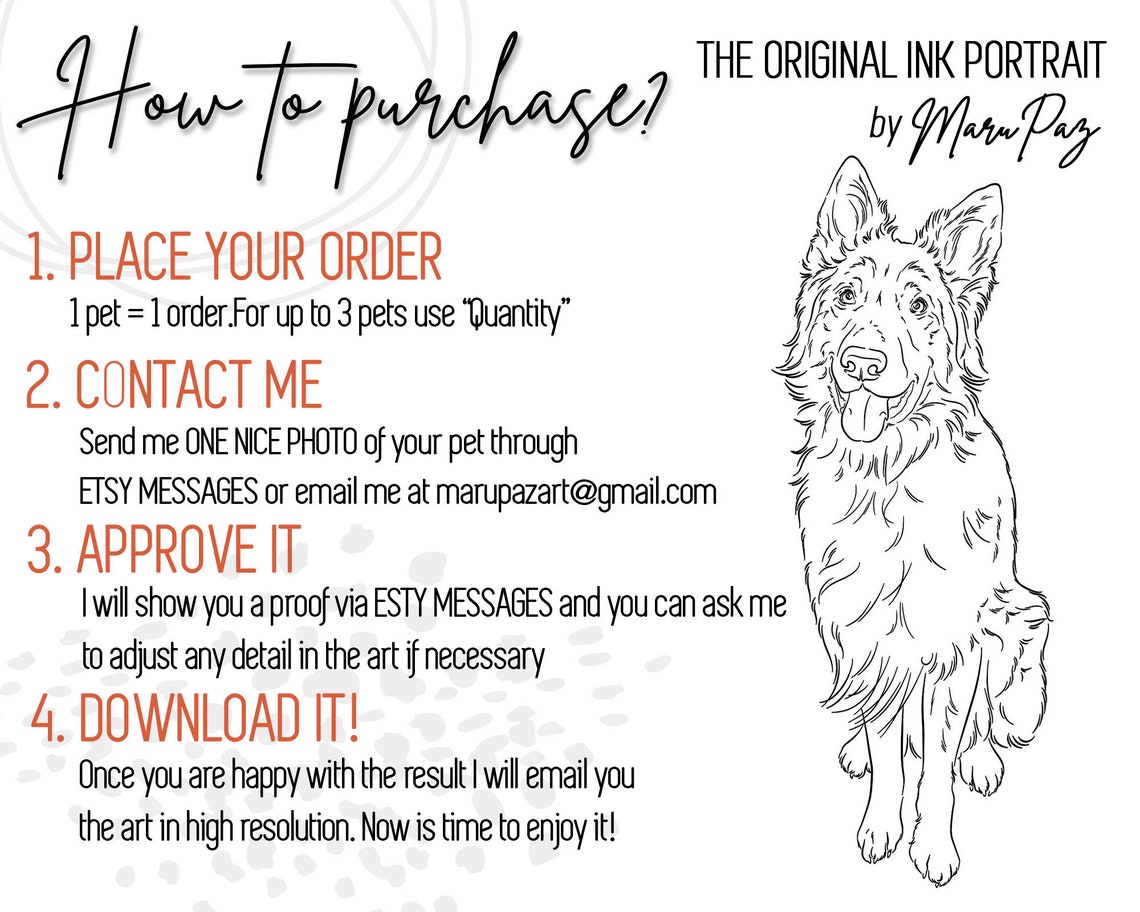 Dog Outline Custom Line Drawing Pet Portrait Full Body - Etsy