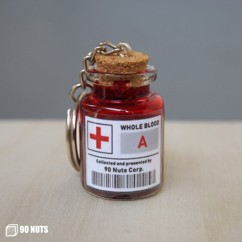 Blood Type Glass Bottle Medical Science Custom Keychain Charm - Etsy