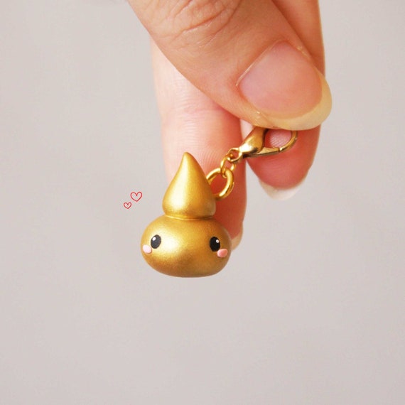 Gold Poop Golden Poo Charm Handmade Kawaii Keychain - Etsy