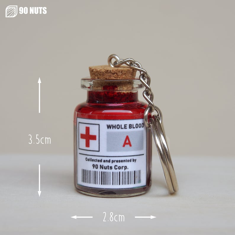 Blood Type Glass Bottle Medical Science Custom Keychain Charm - Etsy