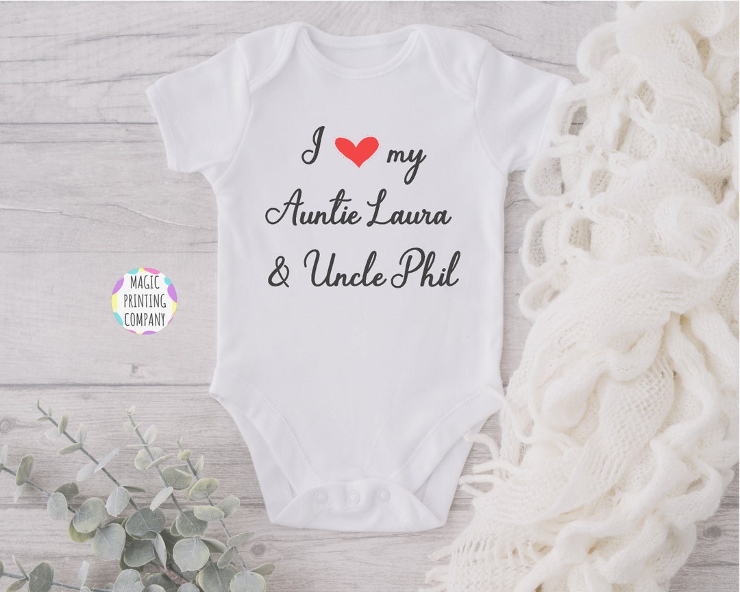 Personalised I Love My Auntie & Uncle Baby Grow Vest Bodysuit, Unisex ...
