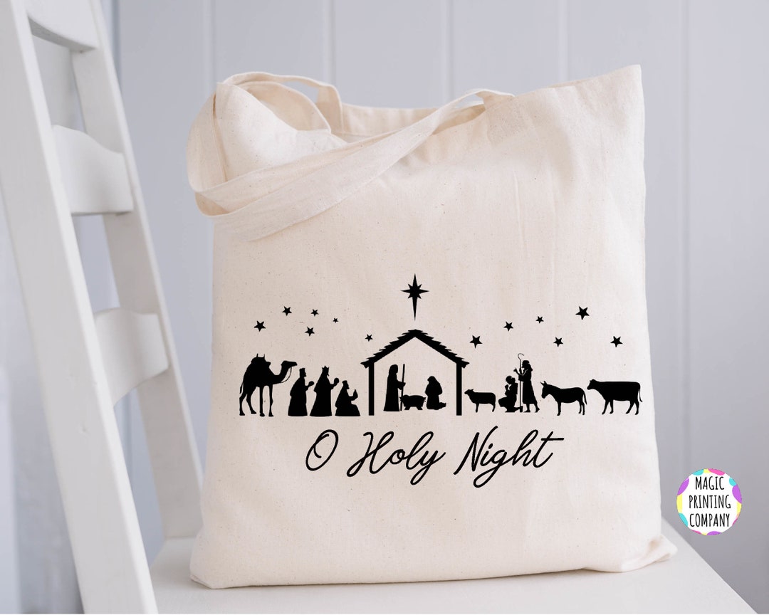 Nativity Tote Bag, Nativity Scene, Christmas Gift Bag, Christmas ...
