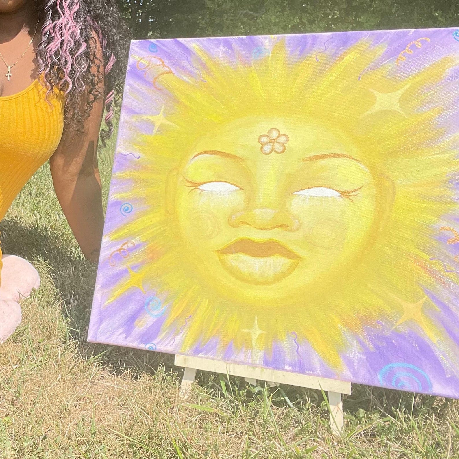 SUNSHINE Sun Face Whimsical Hippie Sun Painting - Etsy