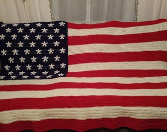 Crochet Afghan American Flag Pattern Book PDF USA Patriotic - Etsy