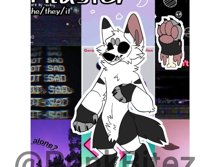 Black and White Wolf Furry Fursona Oc Adopt - Etsy