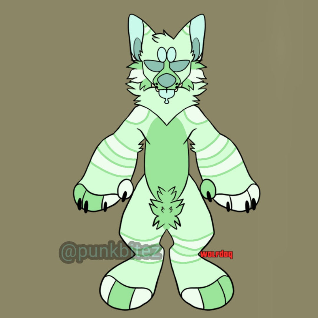 Green Wolf Furry Fursona Oc Adopt - Etsy