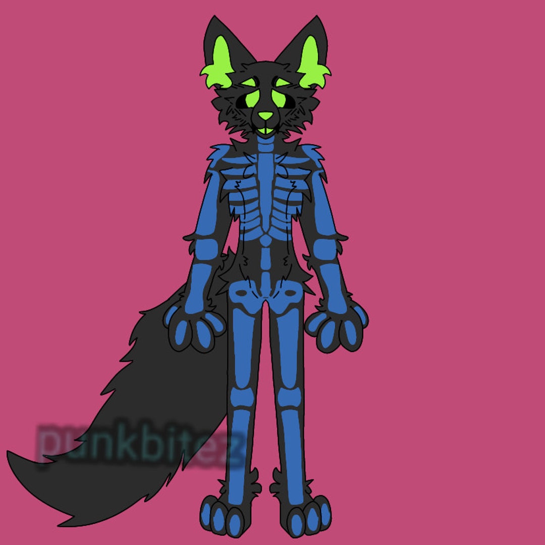 Skeleton Furry Fursona Wolf Blue Oc Adopt - Etsy