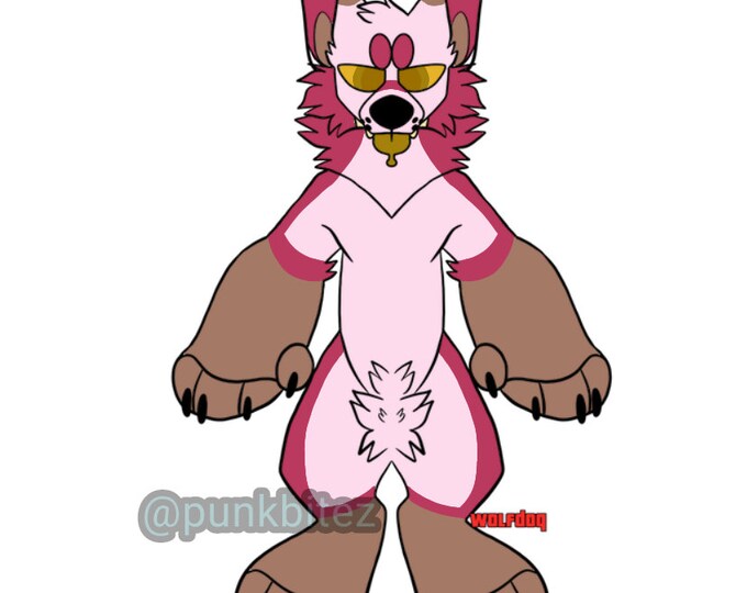 Pink Wolf Furry Fursona Oc Adopt - Etsy