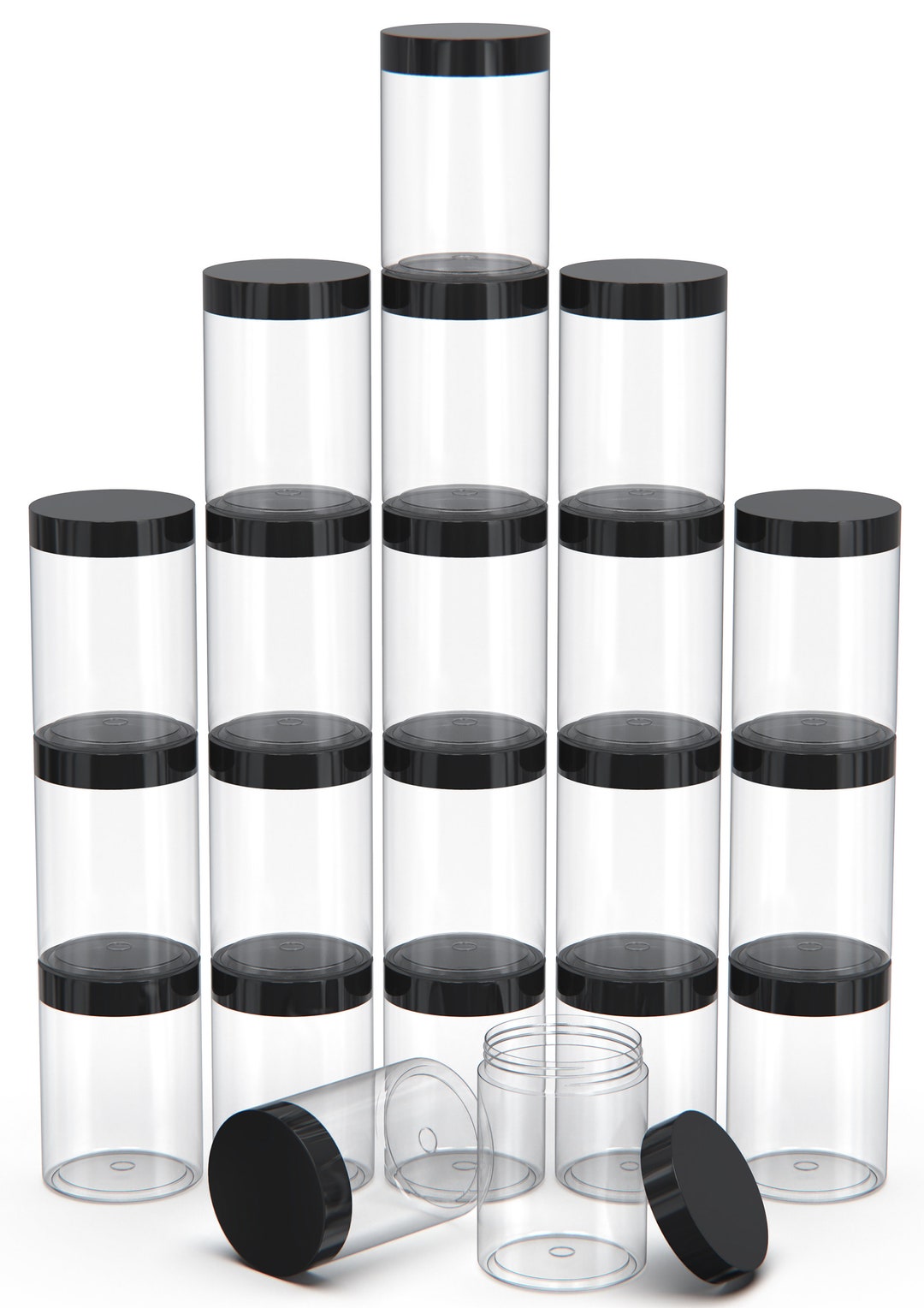 8oz Container With Lids 30 Pack Clear Plastic Round Storage Jars Wide ...