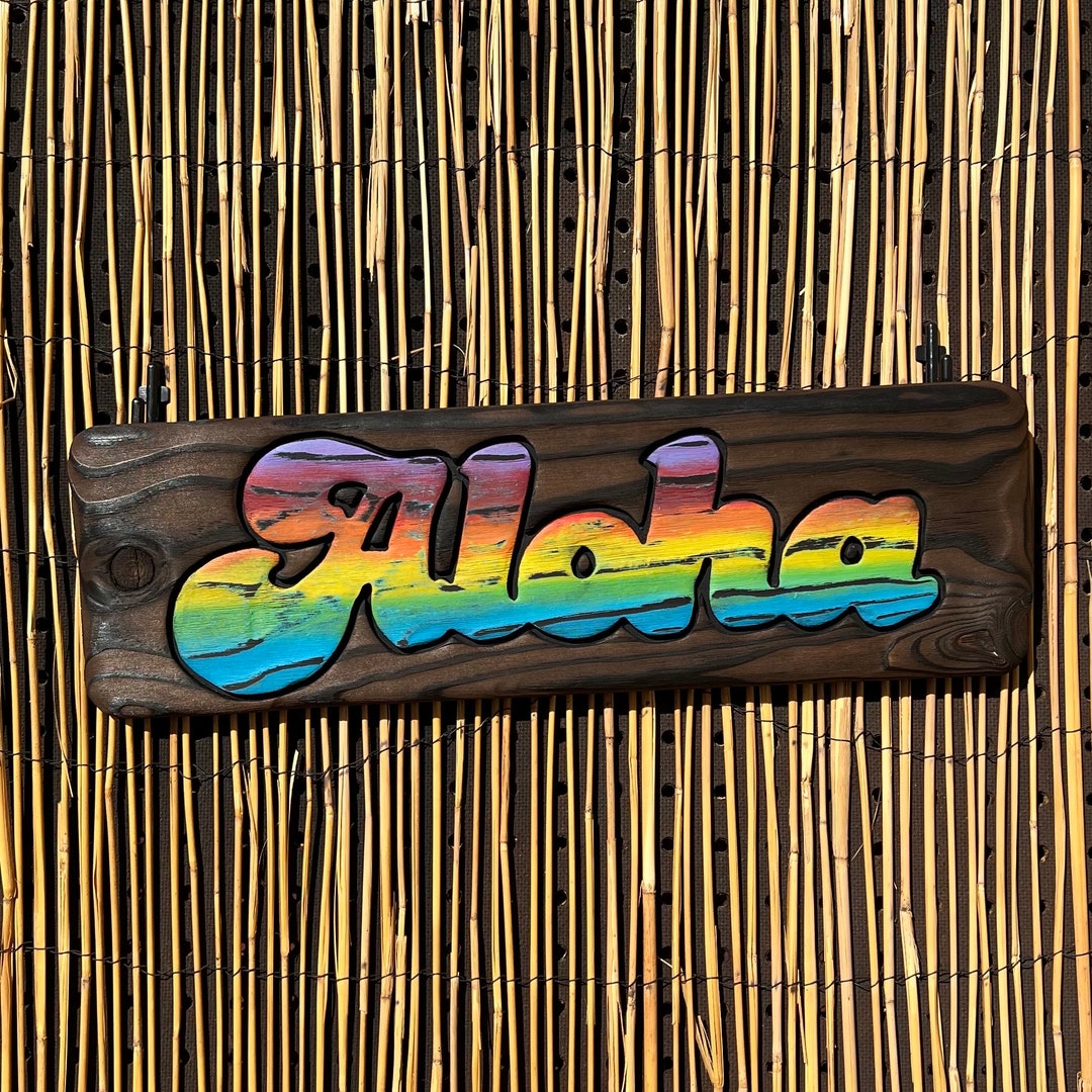 ALOHA Wall Art Wood Carving - Etsy