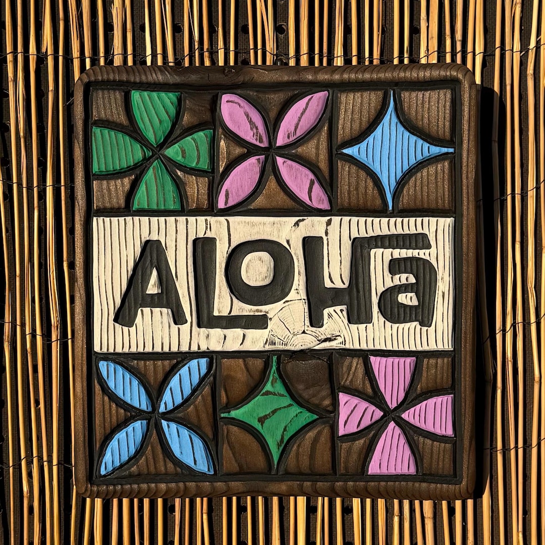 ALOHA Wall Art Wood Carving - Etsy