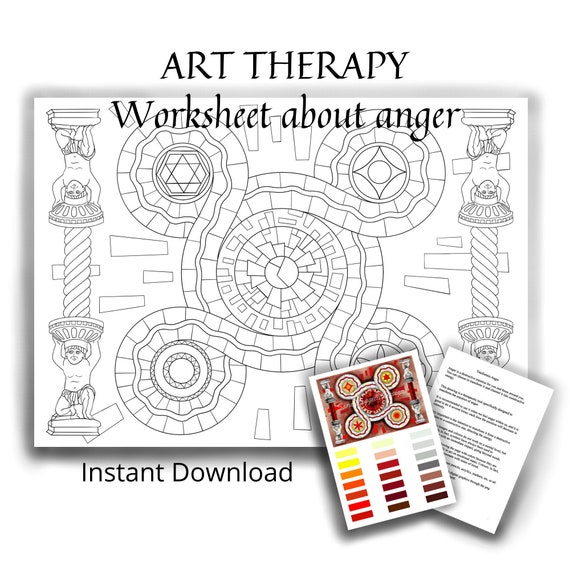 Art Therapy anger management by mindfulness coloring. Therapy | Etsy