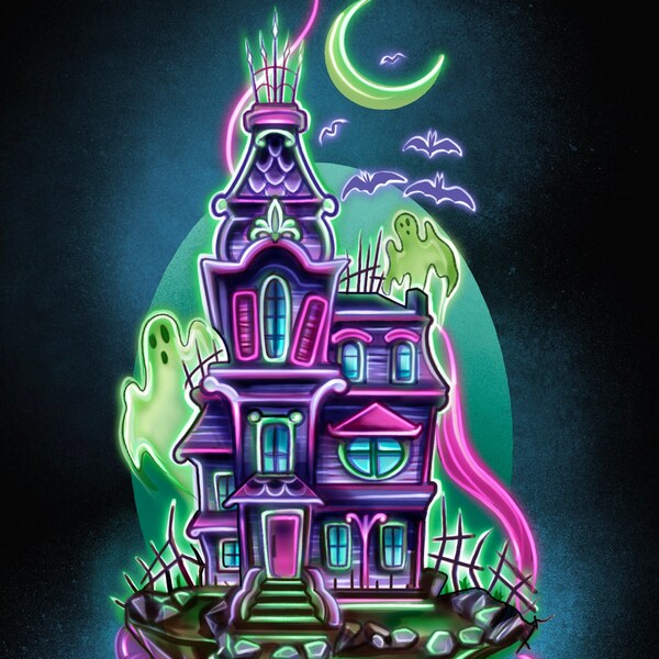 Haunted House Print - Etsy