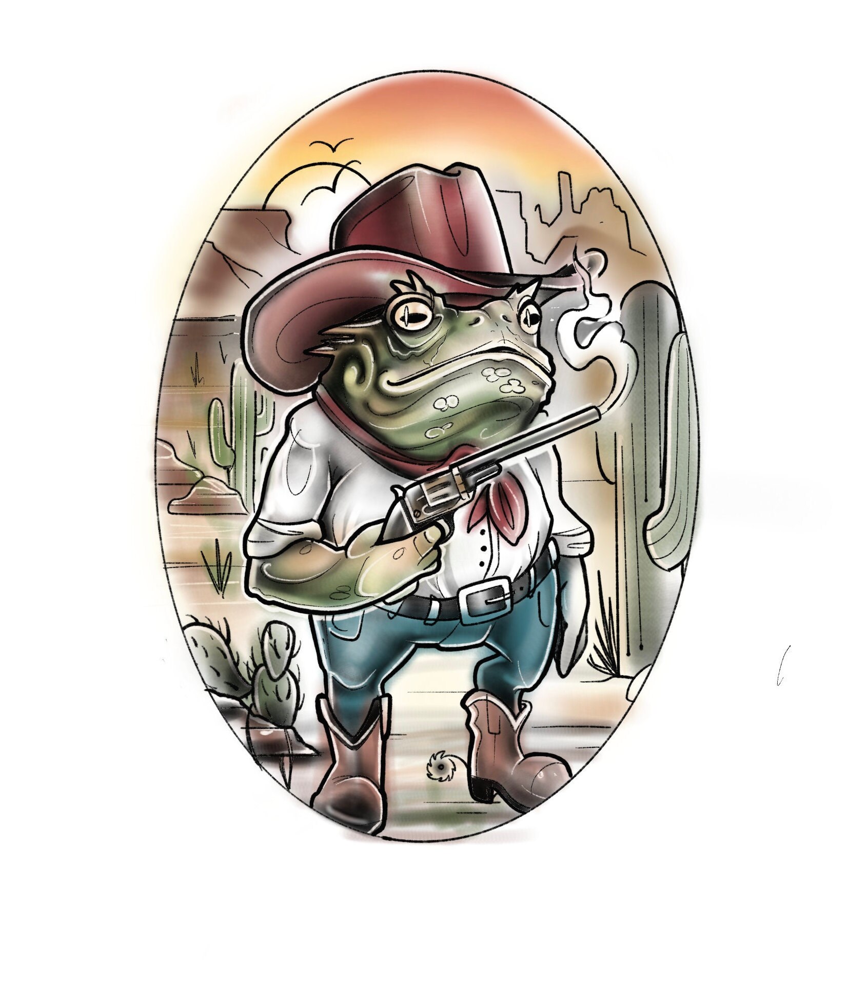 Cowboy Frog Print - Etsy