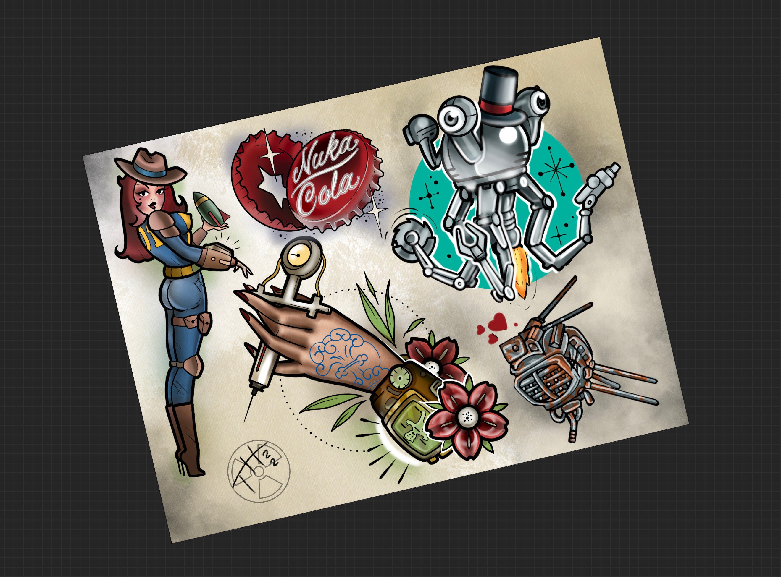 Fallout Tattoo Flash Print - Etsy