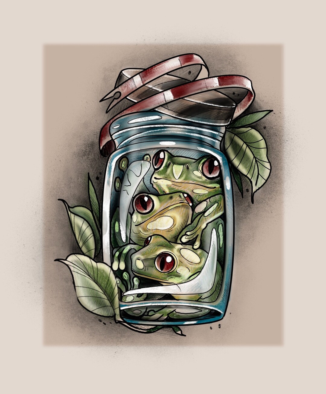 Frogs in a Jar Print - Etsy