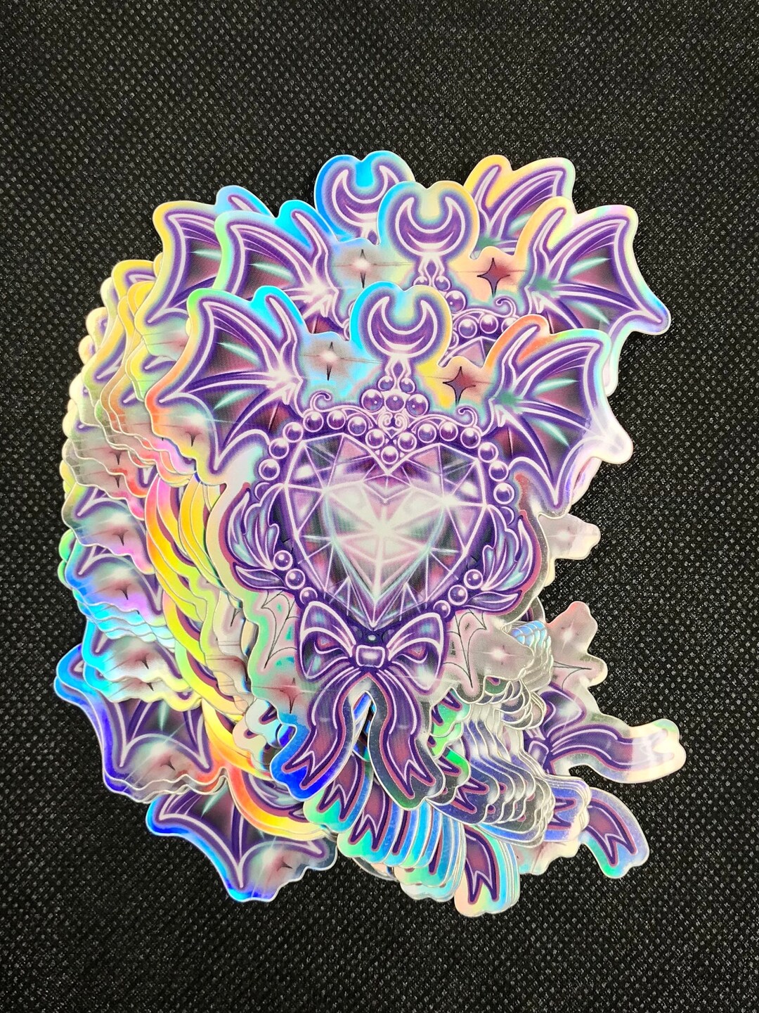 Bat Heart Holosticker - Etsy
