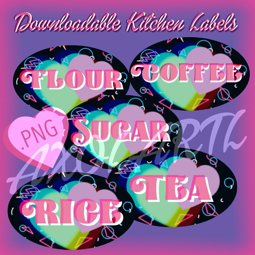 Retro Kitchen Labels - Downloadable - Etsy
