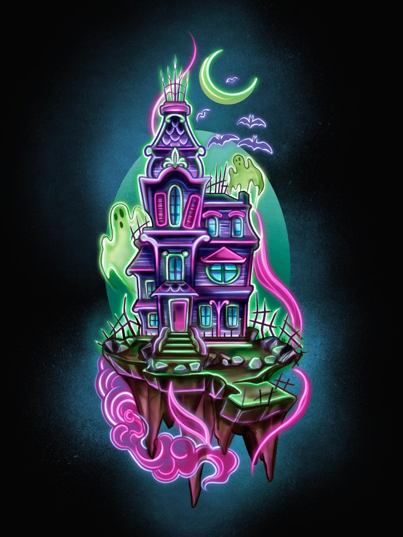 Haunted House Print - Etsy