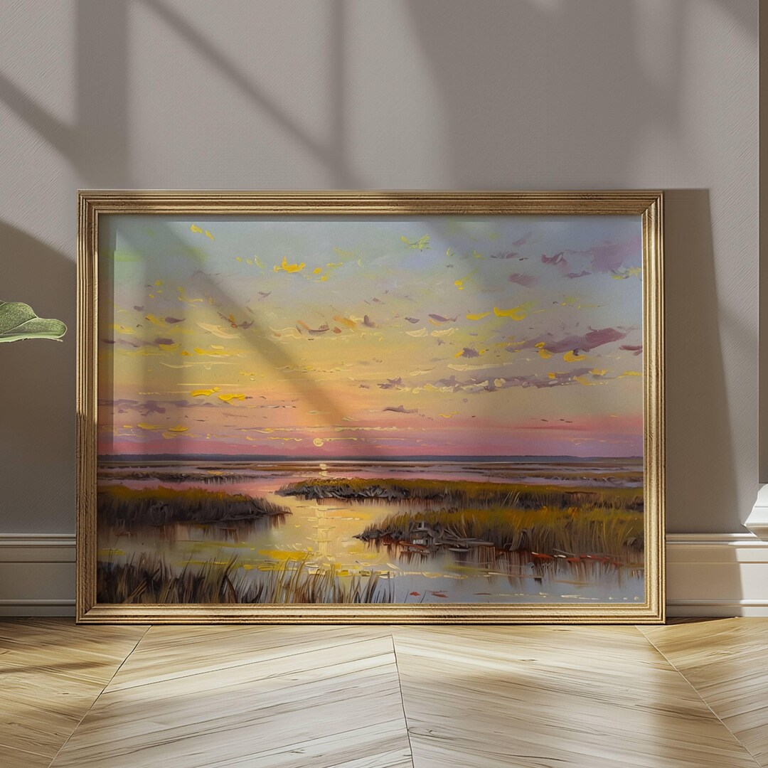Vibrant Coastal Marsh Art Print | New England Sunset Poster | Beachy ...