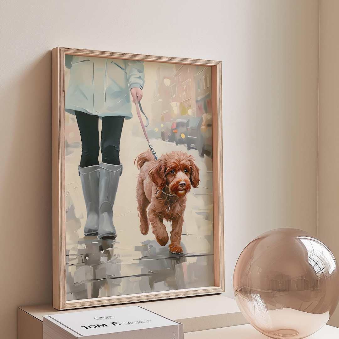 Cavapoo in the City Art Print | Cavoodle Urban Dog Poster | Blue Home ...
