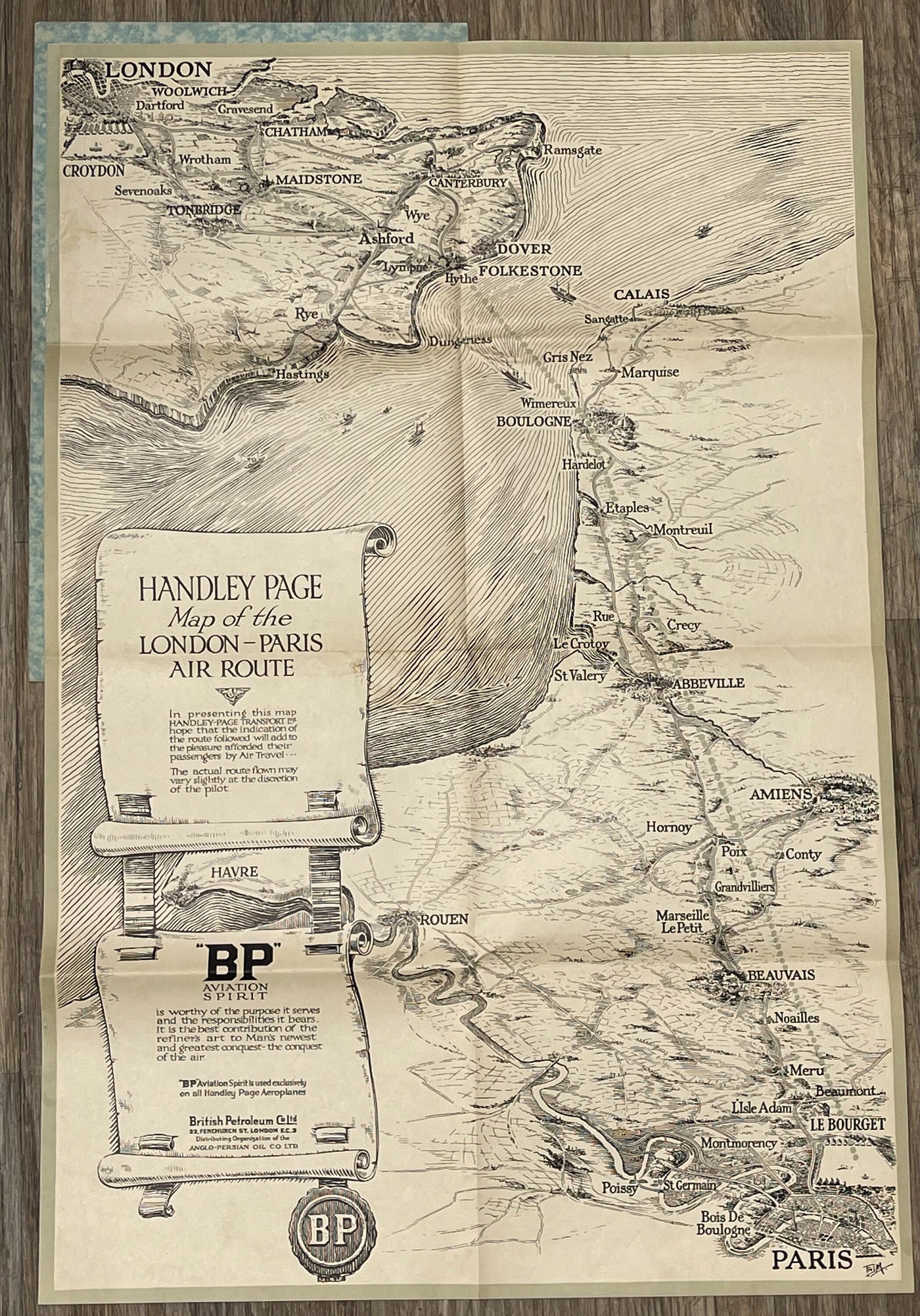 Handley-page Map of the London-paris Air Route Antique - Etsy